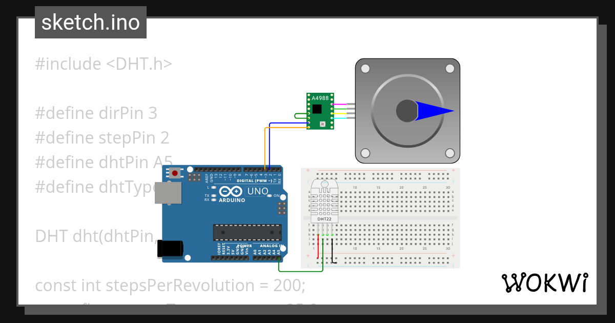 dht_stepper_example - Wokwi ESP32, STM32, Arduino Simulator