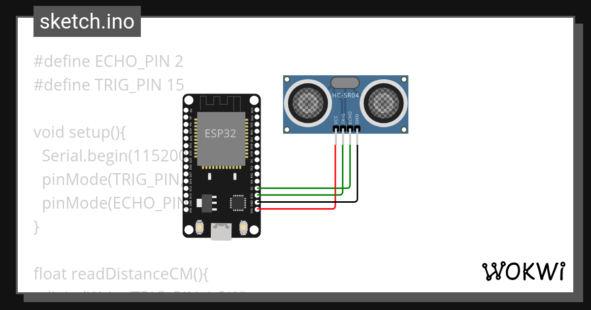 Membaca sensor ultrasonik - Wokwi ESP32, STM32, Arduino Simulator Membaca sensor ultrasonik - Wokwi ESP32, STM32, Arduino Simulator