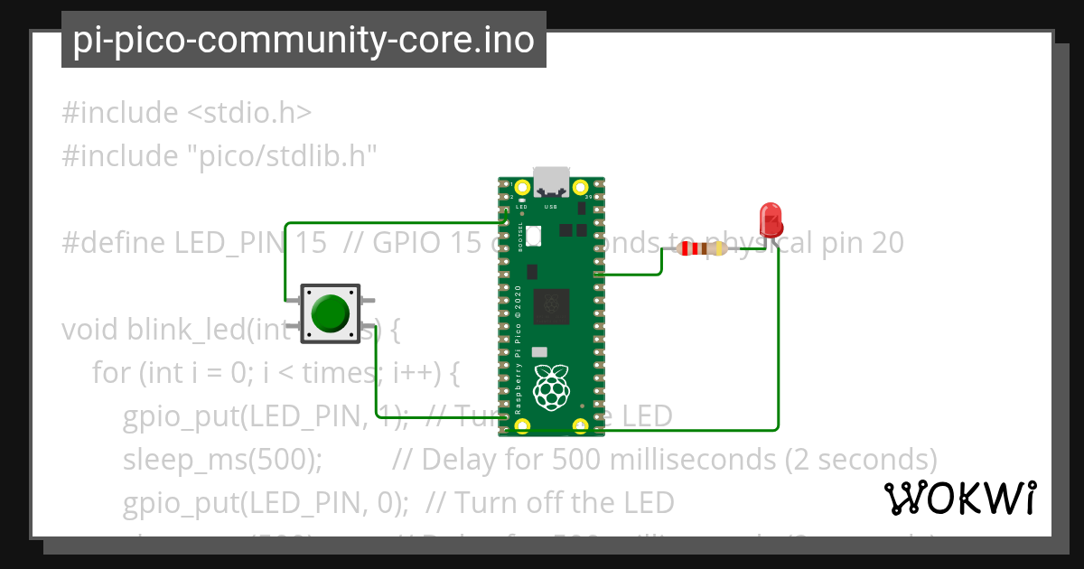 pi-pico LED Blink.ino Copy - Wokwi ESP32, STM32, Arduino Simulator