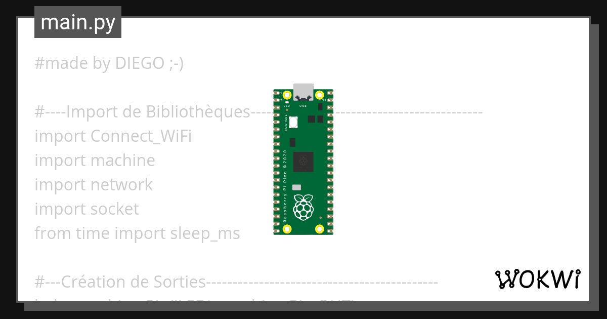 03 - Raspberry Pi Pico W - Box WiFi_Client-Serveur-Blink LED - Wokwi ESP32, STM32, Arduino Simulator