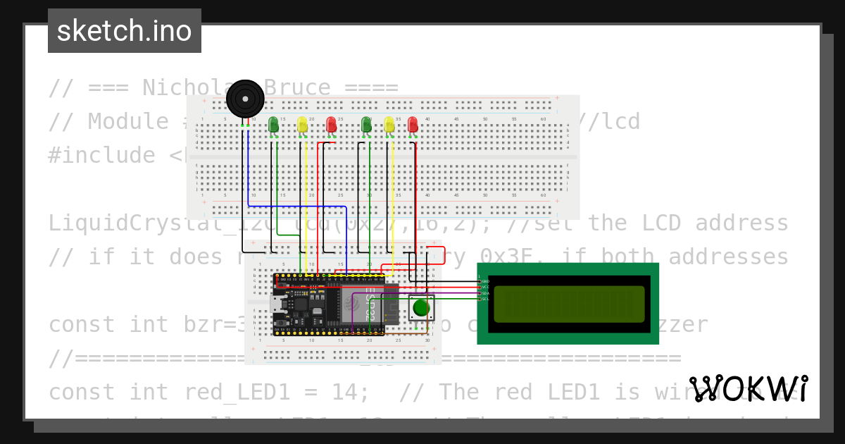 Week 6 Project Nicholas Bruce Wokwi Esp32 Stm32 Arduino Simulator