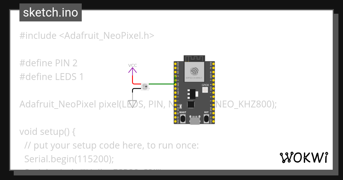 ES32 C3 Neopixel - Wokwi ESP32, STM32, Arduino Simulator