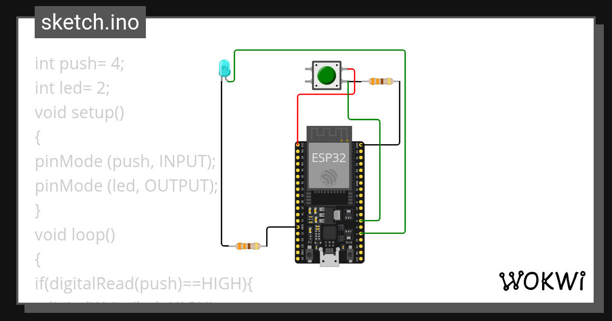 led con push - Wokwi ESP32, STM32, Arduino Simulator led con push - Wokwi ESP32, STM32, Arduino Simulator