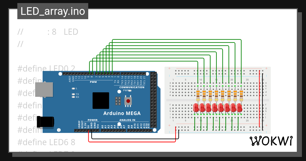 LED_array - Wokwi ESP32, STM32, Arduino Simulator