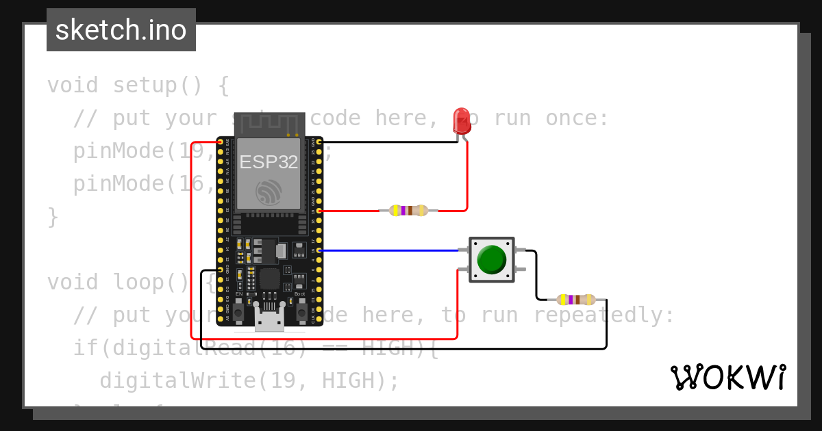 Lampu Led Dengan Push Button Wokwi Esp32 Stm32 Arduino Simulator