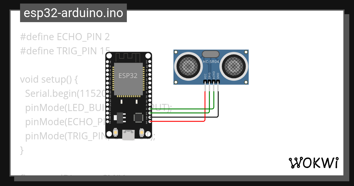 Read Ultrasonic Sensor - 1203210005 - Wokwi ESP32, STM32, Arduino Simulator