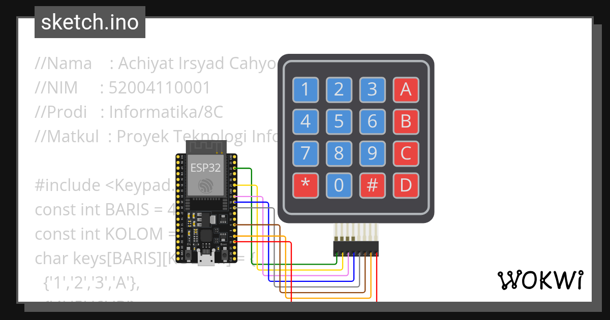 Menampilkan Input Keypad Pada Serial Monitor - Wokwi ESP32, STM32, Arduino Simulator
