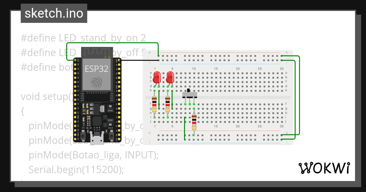 led stand-by - Wokwi ESP32, STM32, Arduino Simulator