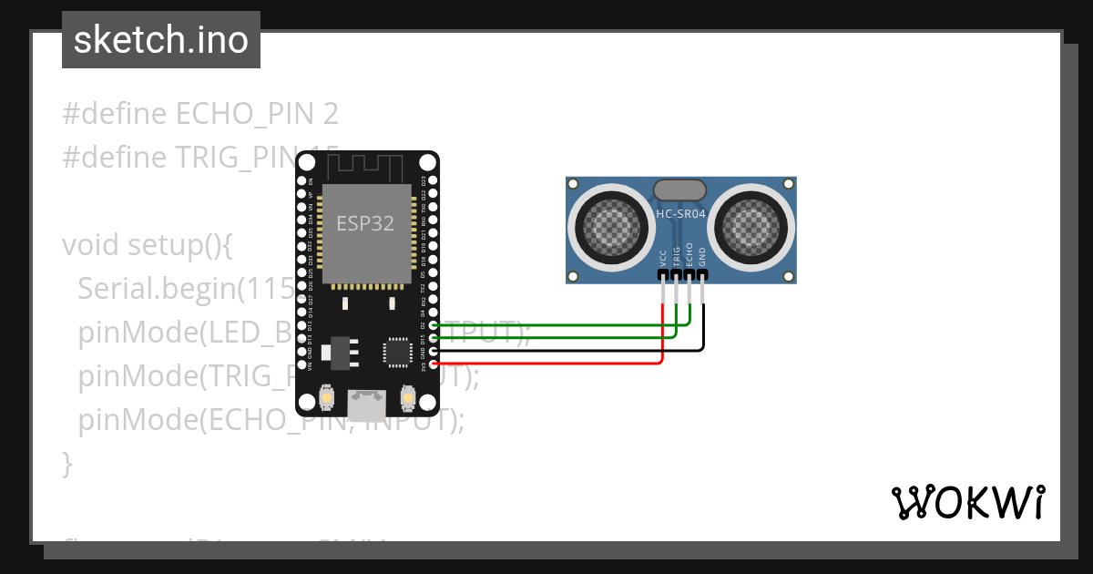 Sensor Ultrasonik - Wokwi ESP32, STM32, Arduino Simulator