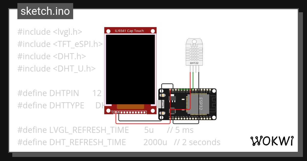 lvgl humidity temp - Wokwi ESP32, STM32, Arduino Simulator