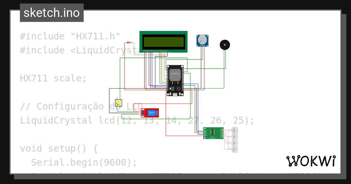 Célula De Carga Com Lcd Copy Wokwi Esp32 Stm32 Arduino Simulator