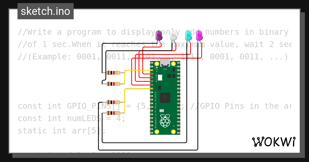 Binary 1 To 15 Even Wokwi Esp32 Stm32 Arduino Simulator 4401