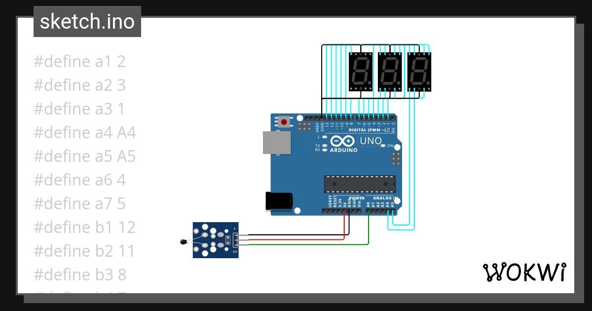 Sensor NTC Dengan Indikator 2 Sevensegment - 230205601006 - MUH. NURHIDAYAT - Wokwi ESP32, STM32 ...