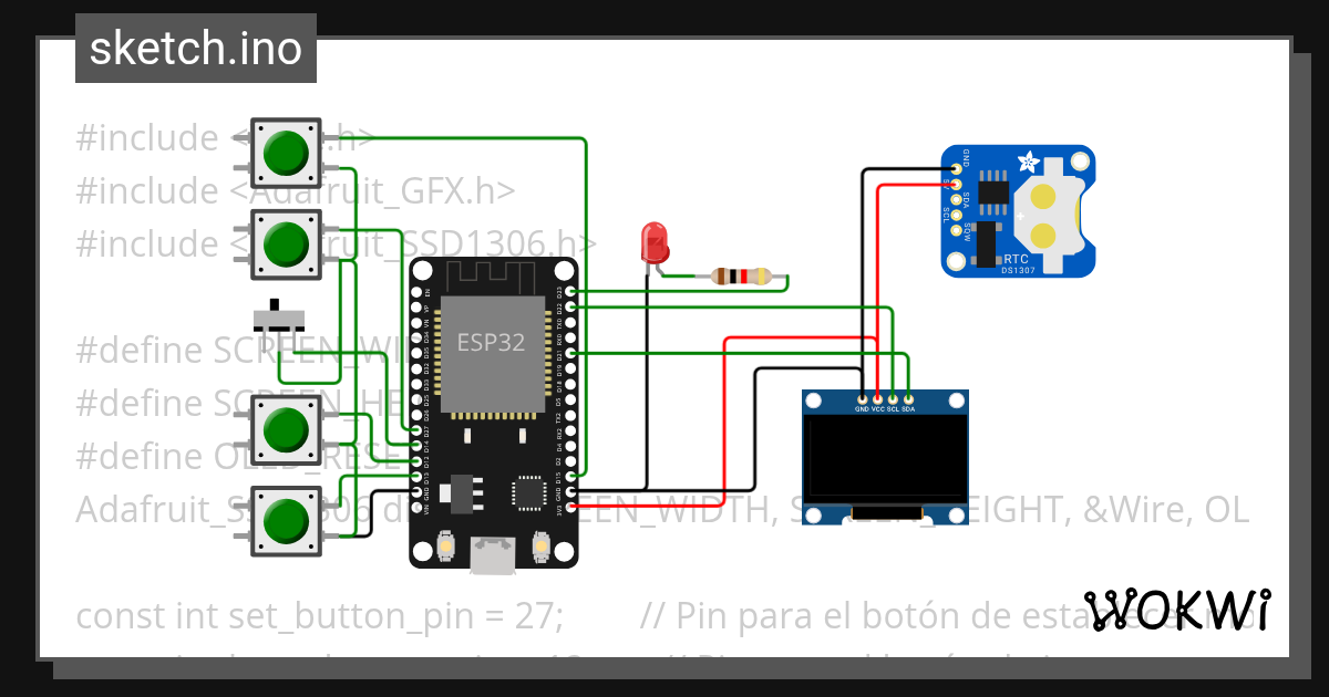 reloj funcionando correcto con segundos - Wokwi ESP32, STM32, Arduino Simulator