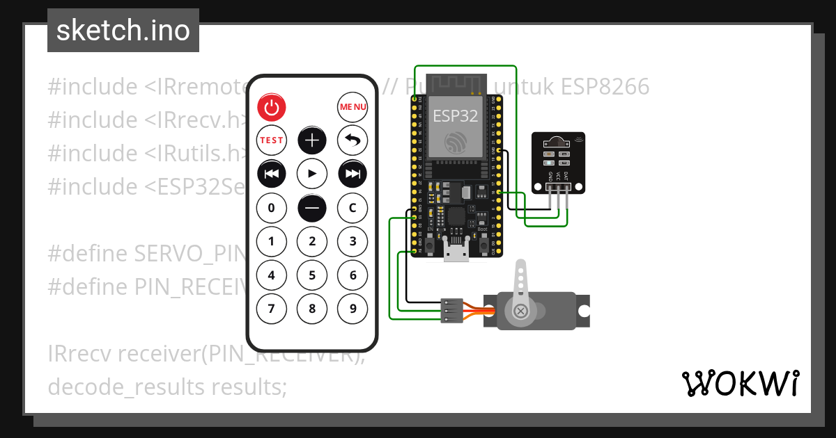 Menggerakan Sudut Servo Dari Tombol Ir Remote Wokwi Esp32 Stm32 3733