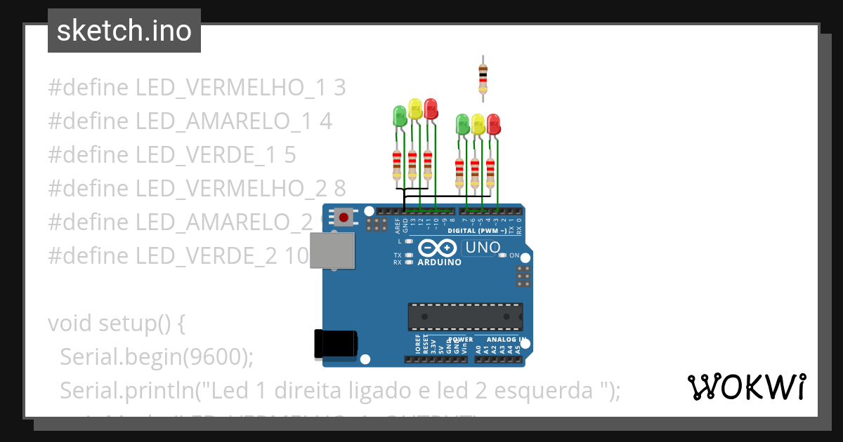 Semaforo cruzamento - Wokwi ESP32, STM32, Arduino Simulator