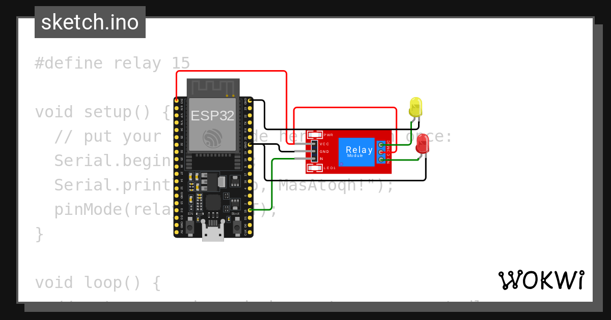 Led With Relay Myskill Wokwi Esp32 Stm32 Arduino Simulator