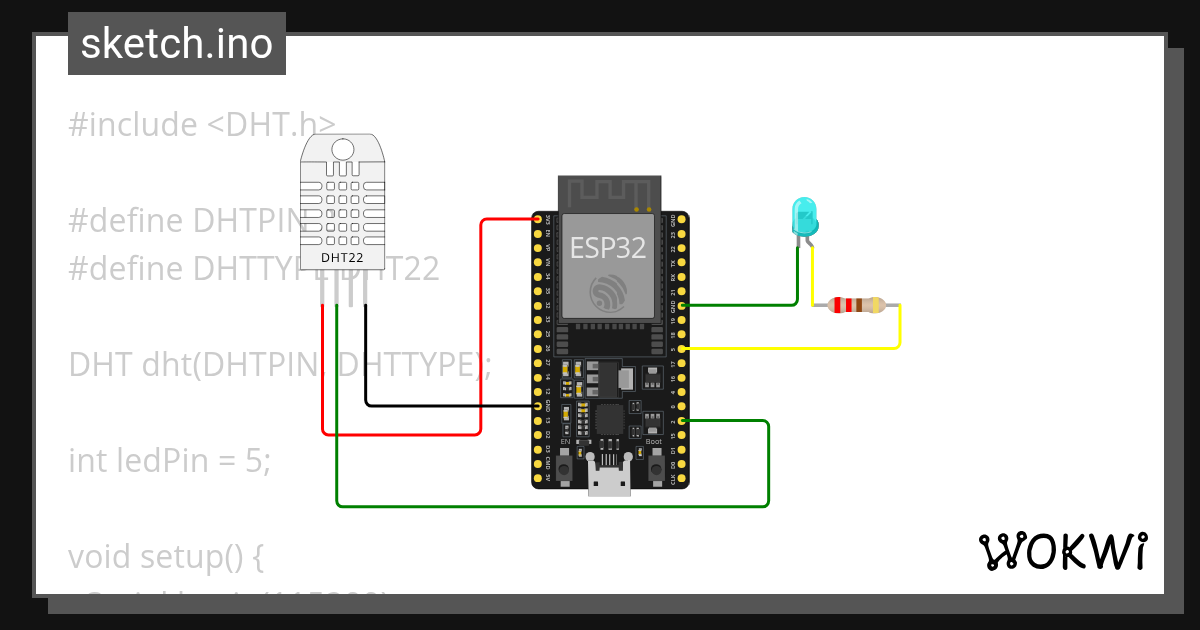 dht22 dan LED - Wokwi ESP32, STM32, Arduino Simulator dht22 dan LED - Wokwi ESP32, STM32, Arduino Simulator