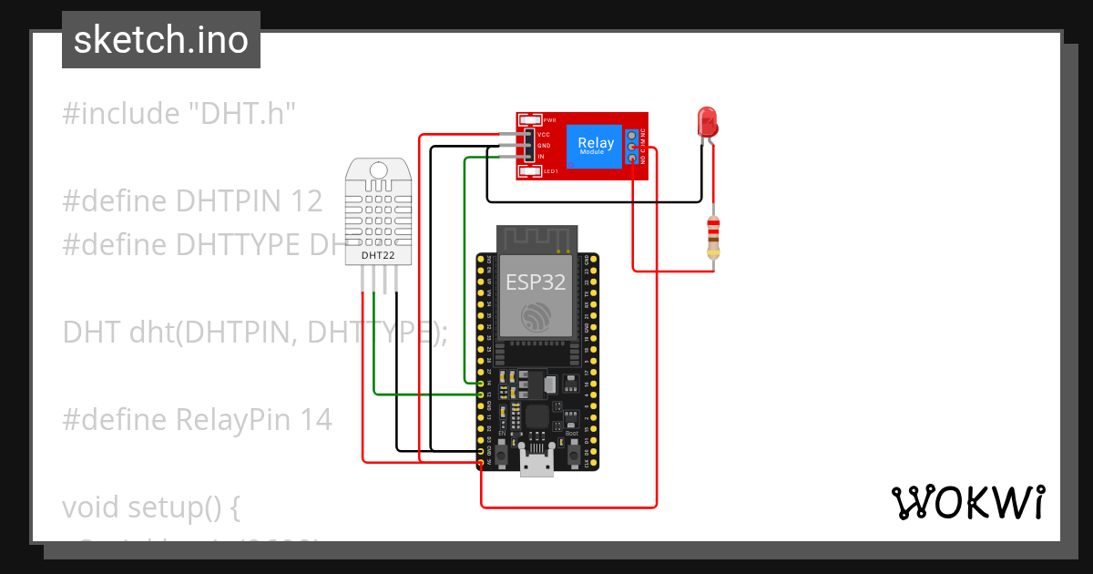Dht 22 Led Wokwi Esp32 Stm32 Arduino Simulator 