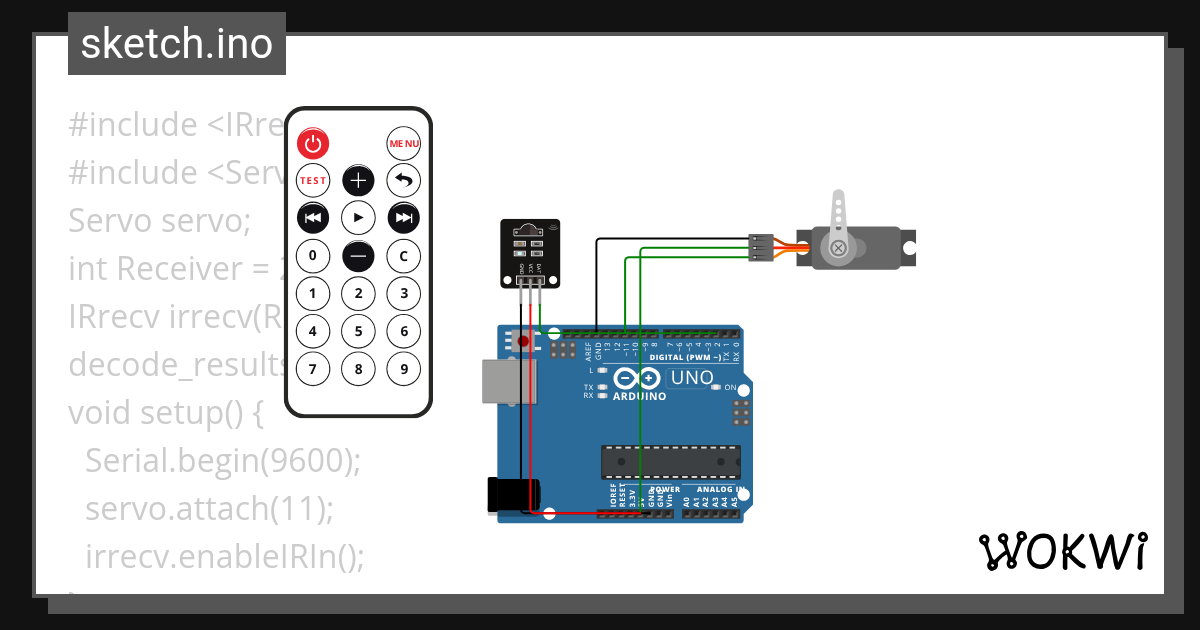 PRAKTIKUM SERVO DGN IR - Wokwi ESP32, STM32, Arduino Simulator PRAKTIKUM SERVO DGN IR - Wokwi ESP32, STM32, Arduino Simulator