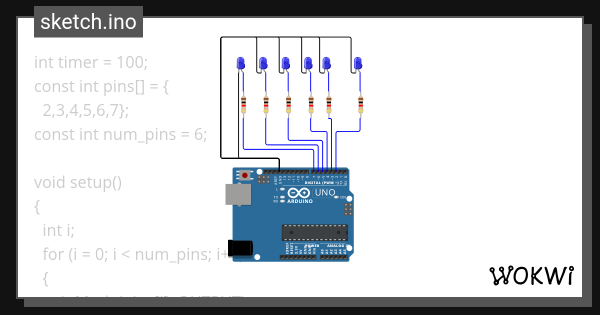 Running Led Loop Wokwi Esp32 Stm32 Arduino Simulator 0761