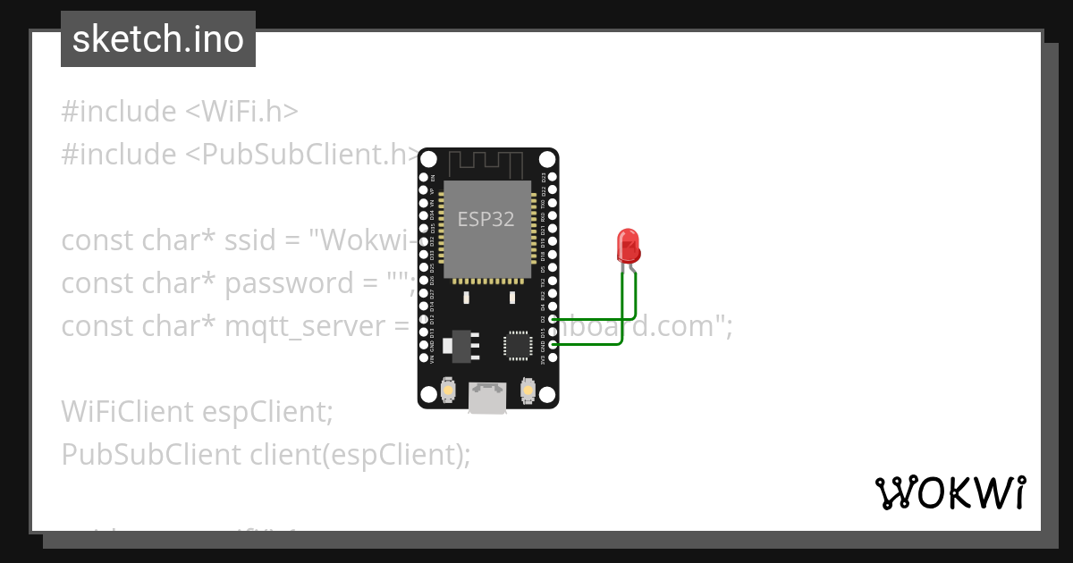 MQTT hidupkan led dengan kata hidupkan - Wokwi ESP32, STM32, Arduino Simulator