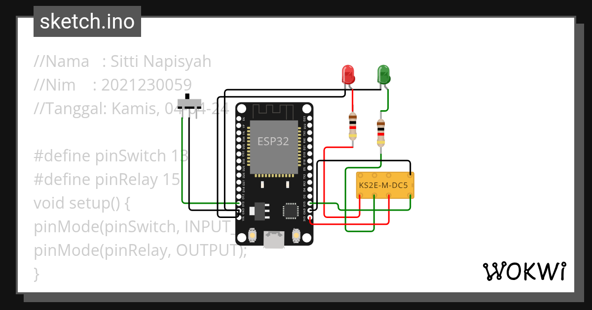 Prak 5.1 Sitti Napisyah_2021230059 - Wokwi ESP32, STM32, Arduino Simulator