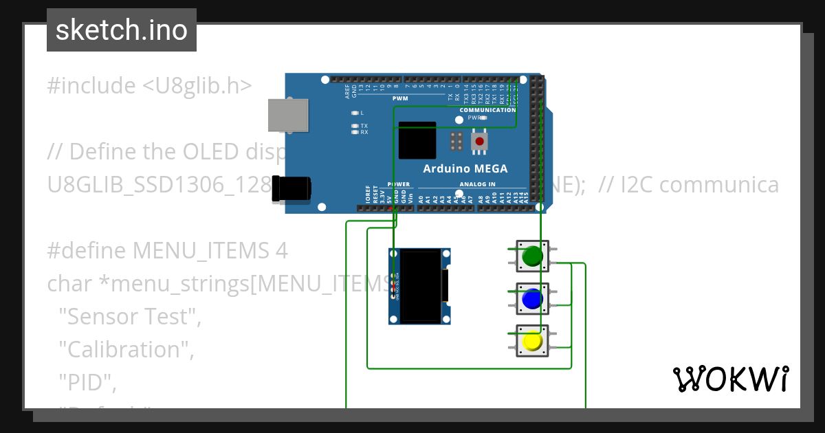 OLED MENU with Submenu(Advanced) with 90 degree rotation - Wokwi ESP32, STM32, Arduino Simulator