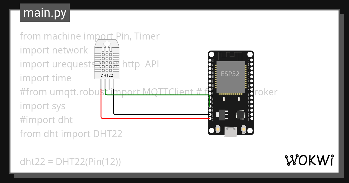 DHT-Thingspeak.py - Wokwi ESP32, STM32, Arduino Simulator