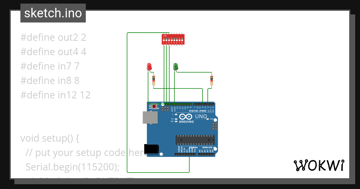 dip_leds - Wokwi ESP32, STM32, Arduino Simulator