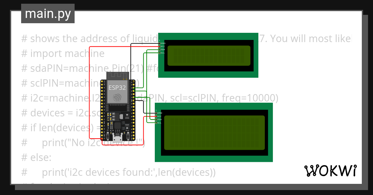 Display on LCD Crystals - Wokwi ESP32, STM32, Arduino Simulator