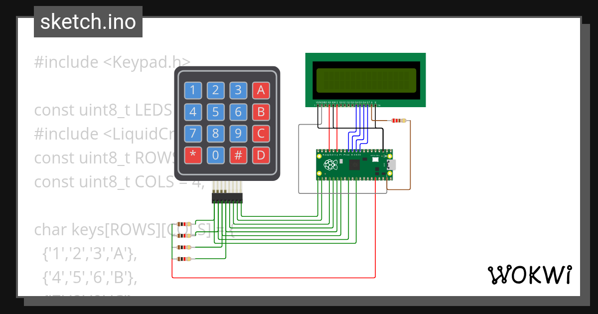 KEYPAD WITH LCD IN RASPBERRY PY Copy - Wokwi ESP32, STM32, Arduino Simulator