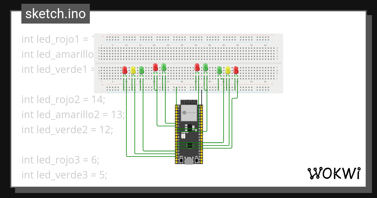 Traffic Lights - Wokwi ESP32, STM32, Arduino Simulator