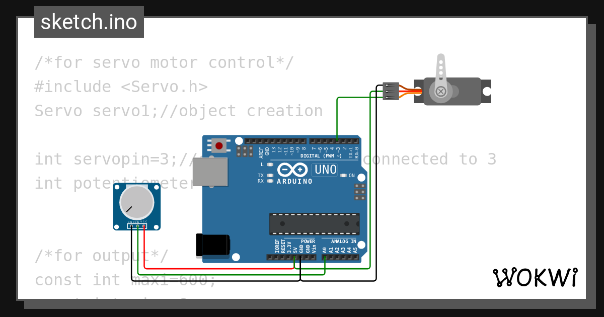Potentiometer Controlled Servo With Display Wokwi Esp32 Stm32 Arduino Simulator 