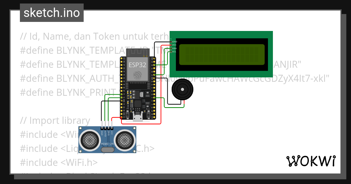 Sensor Pendeteksi Banjir Wokwi Esp32 Stm32 Arduino Simulator 
