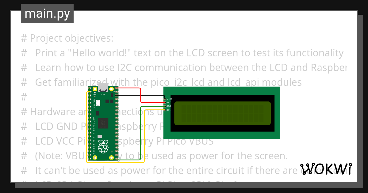 pi pico lcd - Wokwi ESP32, STM32, Arduino Simulator