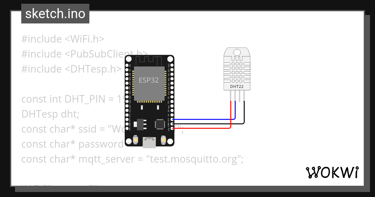 DHT22 + ESP32 + MQTT Copy - Wokwi ESP32, STM32, Arduino Simulator