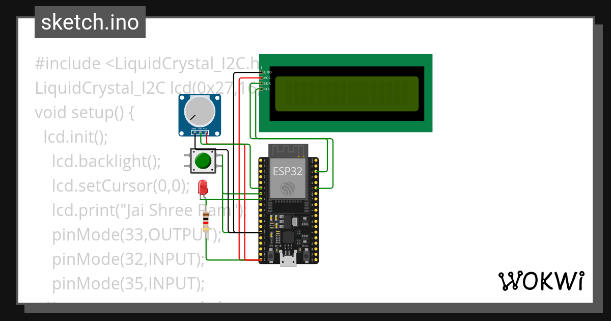 I2C LCD - Wokwi ESP32, STM32, Arduino Simulator