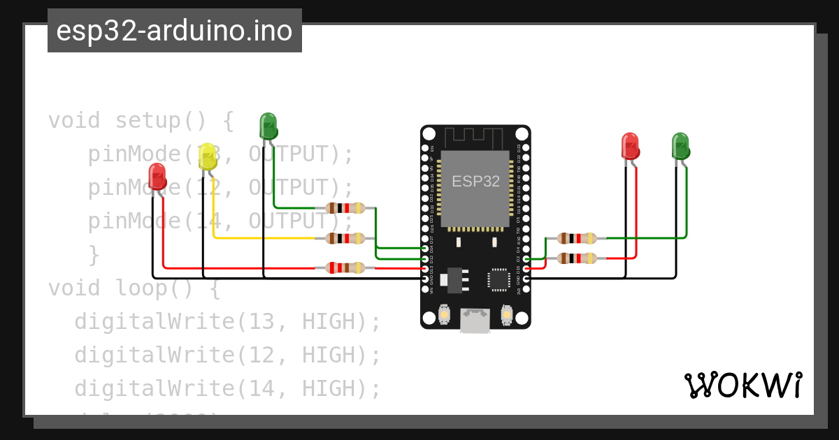 5 Lampadas Wokwi Esp32 Stm32 Arduino Simulator