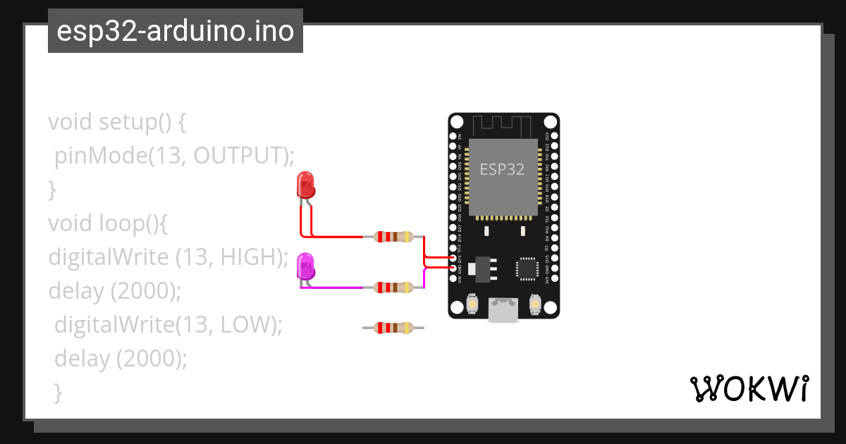 3 Lâmpadas Led Wokwi Esp32 Stm32 Arduino Simulator 8530