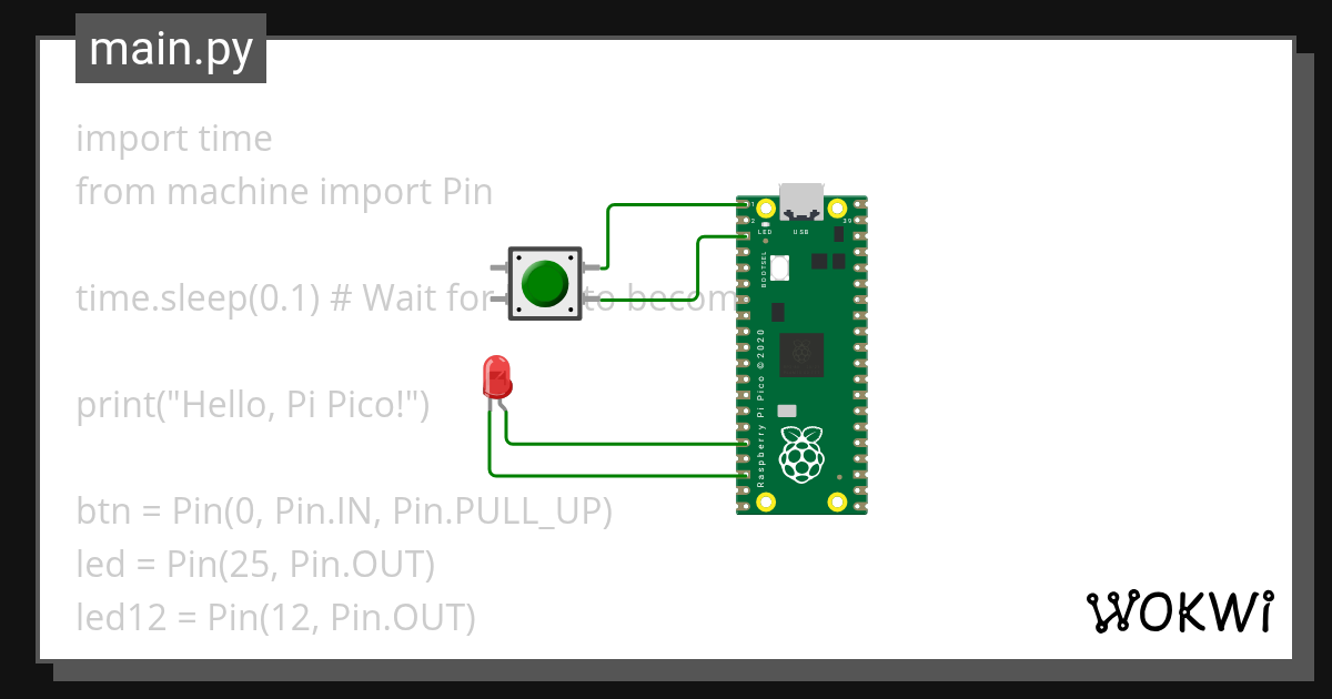 LED Button On Copy - Wokwi ESP32, STM32, Arduino Simulator