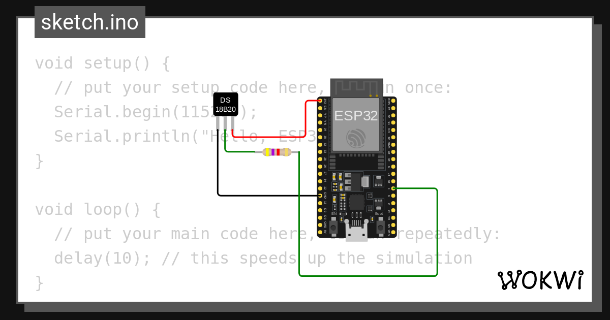 ESP32 DS18B20 - Wokwi ESP32, STM32, Arduino Simulator ESP32 DS18B20 - Wokwi ESP32, STM32, Arduino Simulator