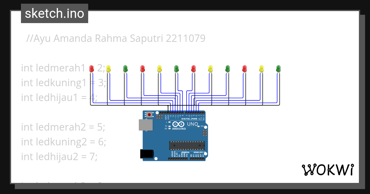 2211079_TUGAS 3 IoT (control led menggunakan Serial Monitor) - Wokwi ESP32, STM32, Arduino Simulator