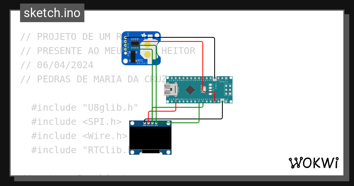 Relogio Ds1307 Wokwi Esp32 Stm32 Arduino Simulator