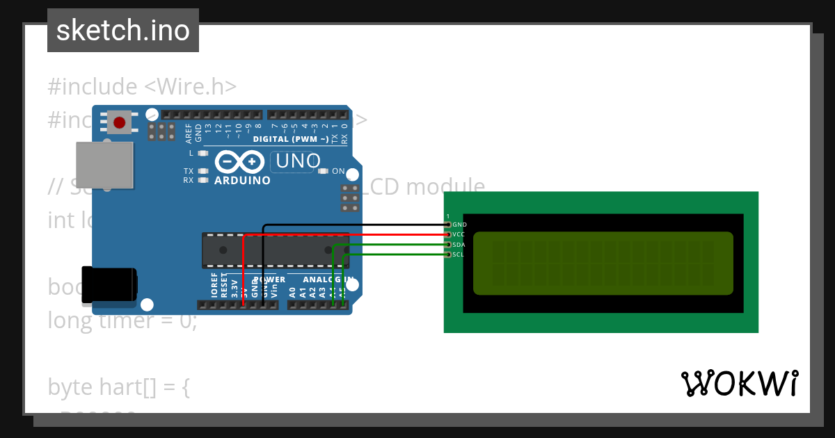 Arvin 1602 i2c - Wokwi ESP32, STM32, Arduino Simulator