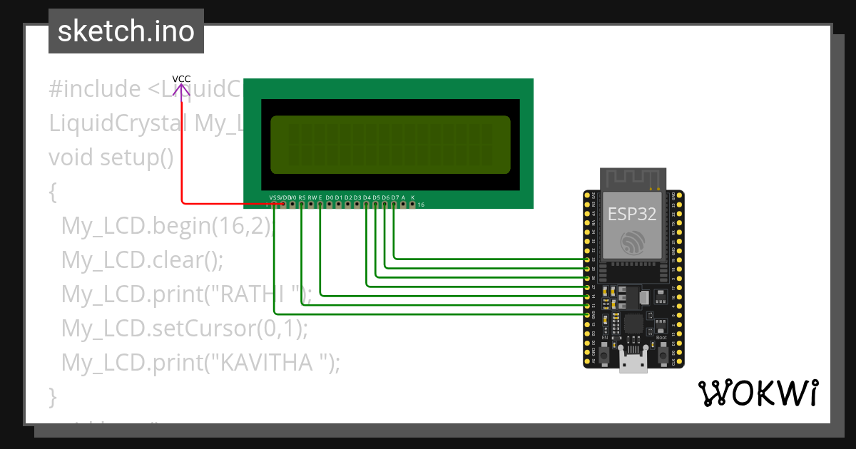 LCD DISPLAY - Wokwi ESP32, STM32, Arduino Simulator