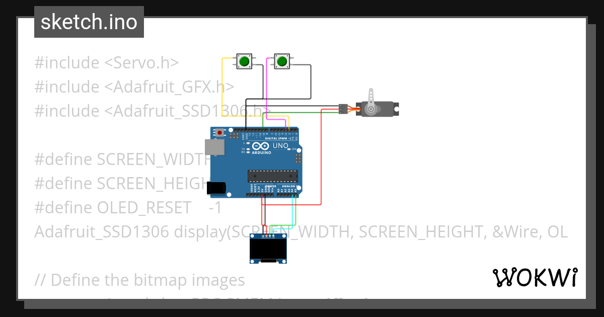Servo Oled Uno - Wokwi ESP32, STM32, Arduino Simulator