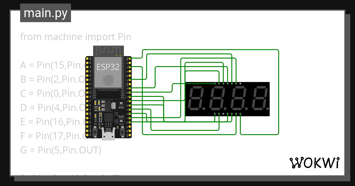 4位数码管 Wokwi Esp32 Stm32 Arduino Simulator