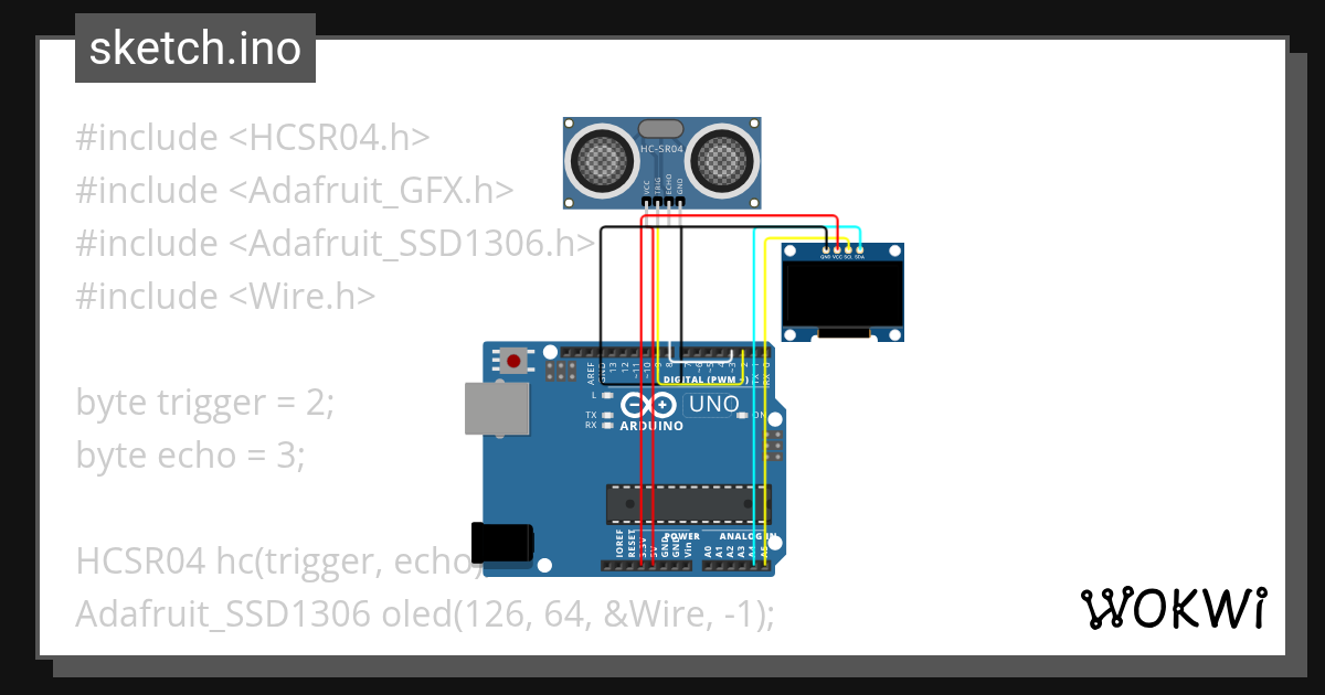 Hcsr04 Oled Wokwi Esp32 Stm32 Arduino Simulator 
