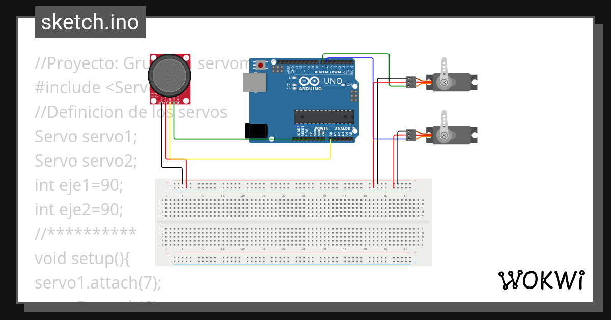Grua con sus servimotores - Wokwi ESP32, STM32, Arduino Simulator